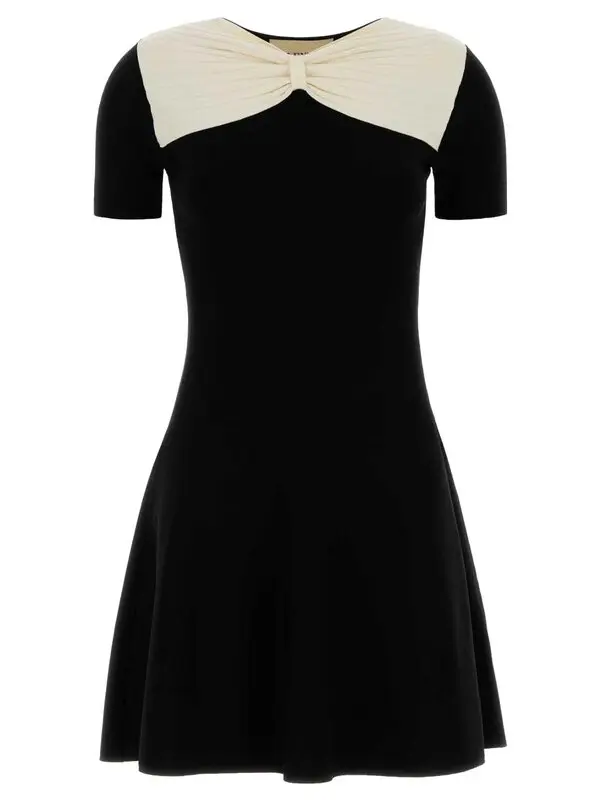 Valentino Garavani Viscose Blend Mini Dress With Bow Detail - Black