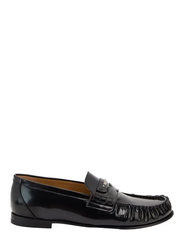 Fendi Leather Scrunch Loafers - Black