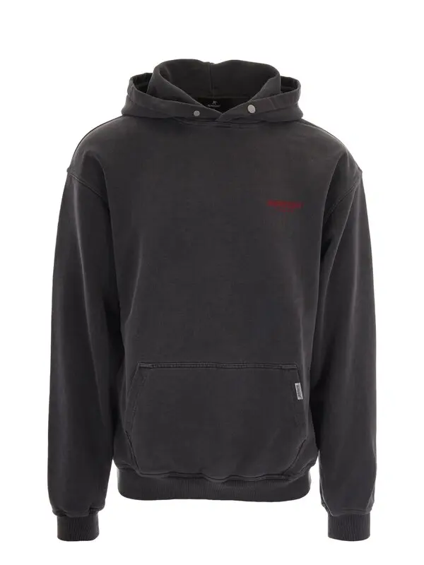 REPRESENT Cotton Pullover Hoodie With Logo Detail - Washed Black