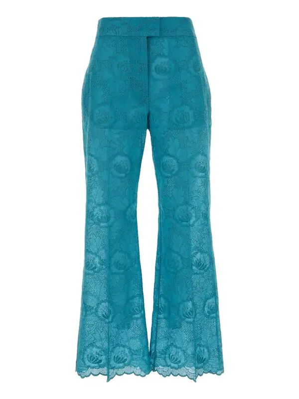 Valentino Garavani Lace Flare Trousers - Light Blue