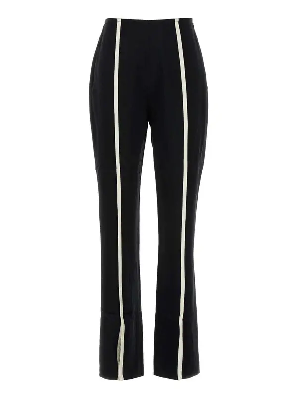 Nanushka Satin High-waisted Tailored Pants With Contrast Piping - Black