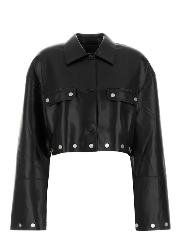 Nanushka Kassie Cropped Synthetic Leather Shirt - Black