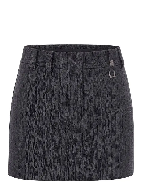 Patrizia Pepe Herringbone Jacquard Mini Skirt - Herringbone Gray