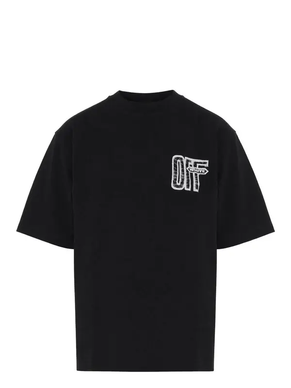 Off-White Graphic Oversized Cotton T-shirt - Black