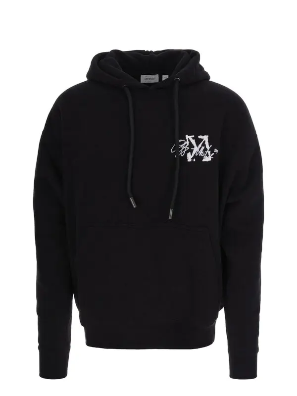 Off-White Graphic Cotton Hoodie - Black