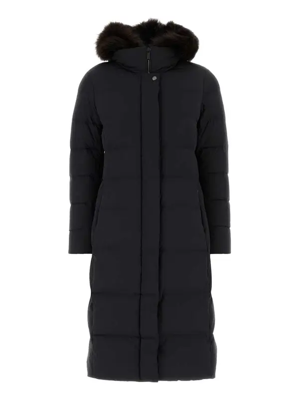 MOORER Slate Nylon Blend Down Jacket With Fur Trim - Black