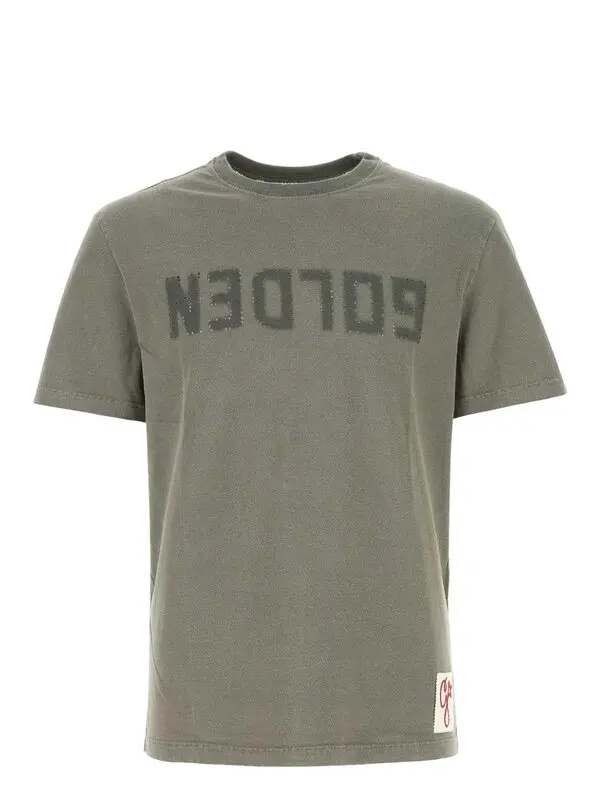 GOLDEN GOOSE Cotton T-shirt With Elevated Distressed Detail - Grey