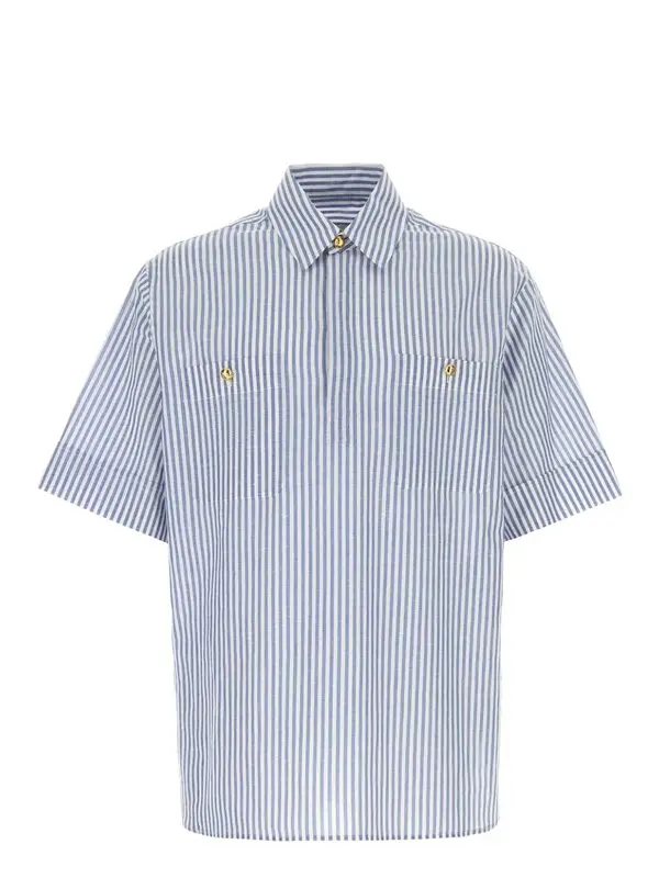Valentino Garavani Embroidered Cotton-linen Shirt For - Stripped
