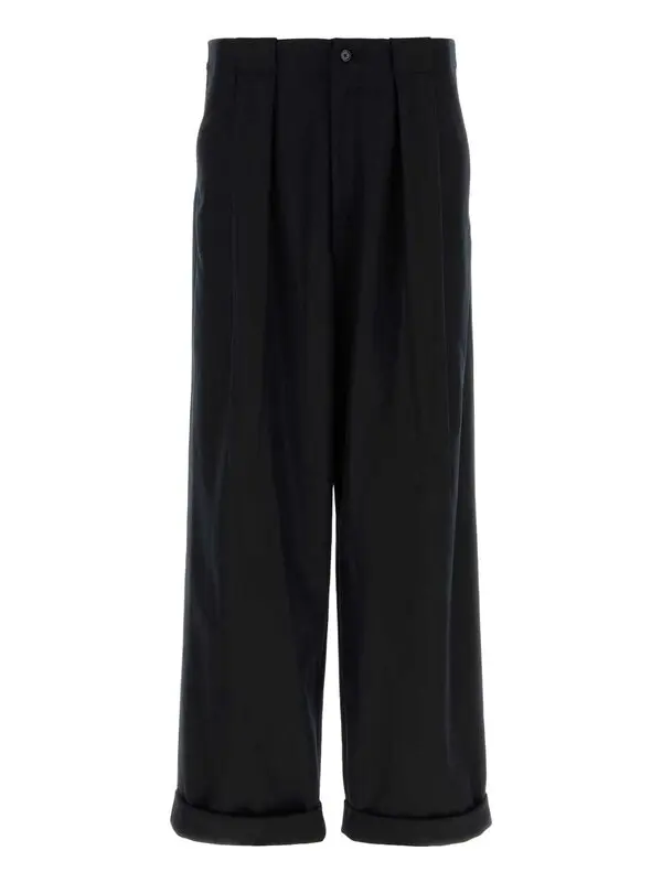 Dolce & Gabbana Virgin Wool Wide-leg Trousers - Black