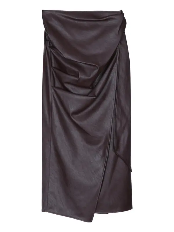 Elisabetta Franchi Eco-leather Midi Skirt - Darkchocolate