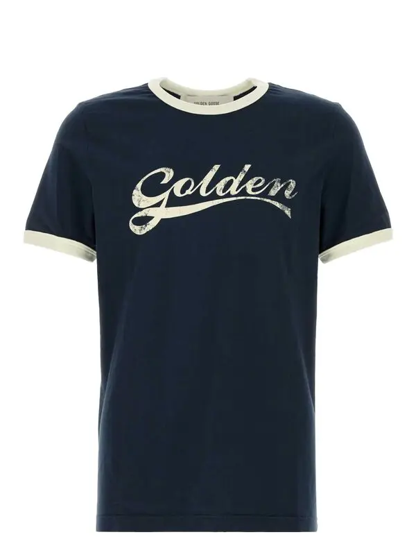 GOLDEN GOOSE Navy- Cotton T-shirt - Blue
