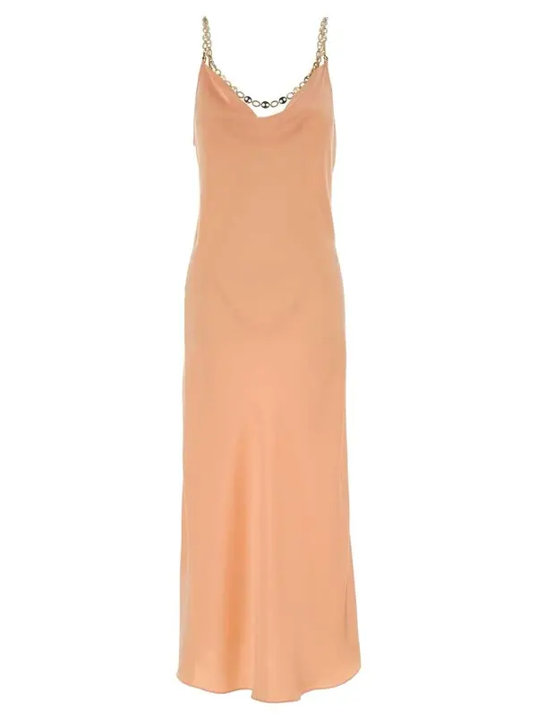 Rabanne Slip Satin Mini Dress With Chain Detail - Orange