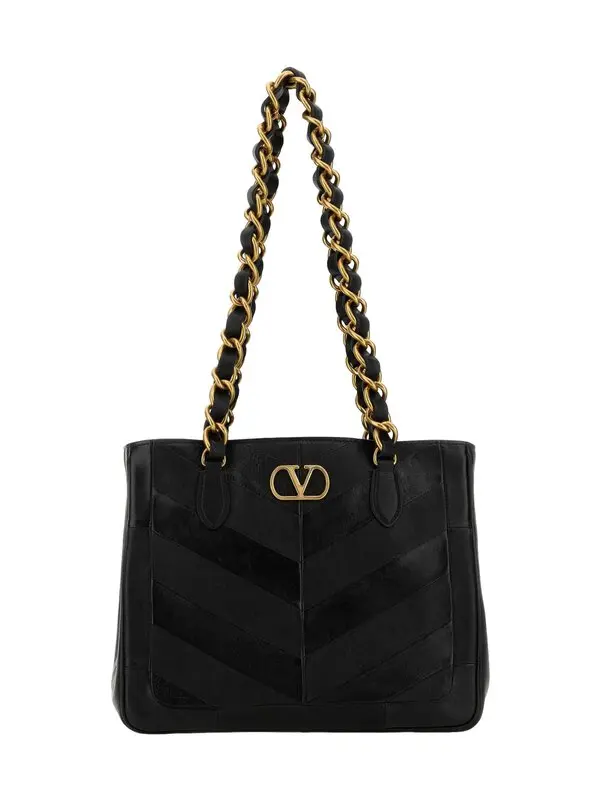 Valentino Garavani The Seine 27cm Leather Shopping Handbag - Black