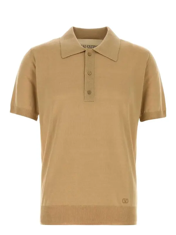 Valentino Garavani Wool Polo Shirt - Camel