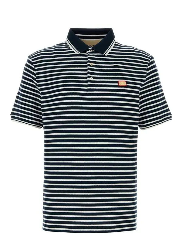 Valentino Garavani Embroidered Piquet Polo Shirt - Stripped