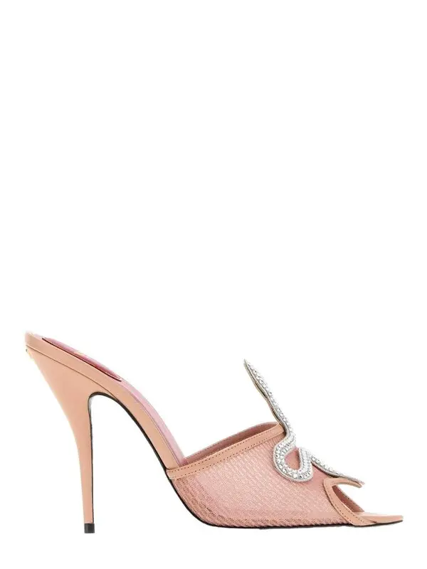 Valentino Garavani Antiqued Mesh Heart Heeled Sandals - Pink
