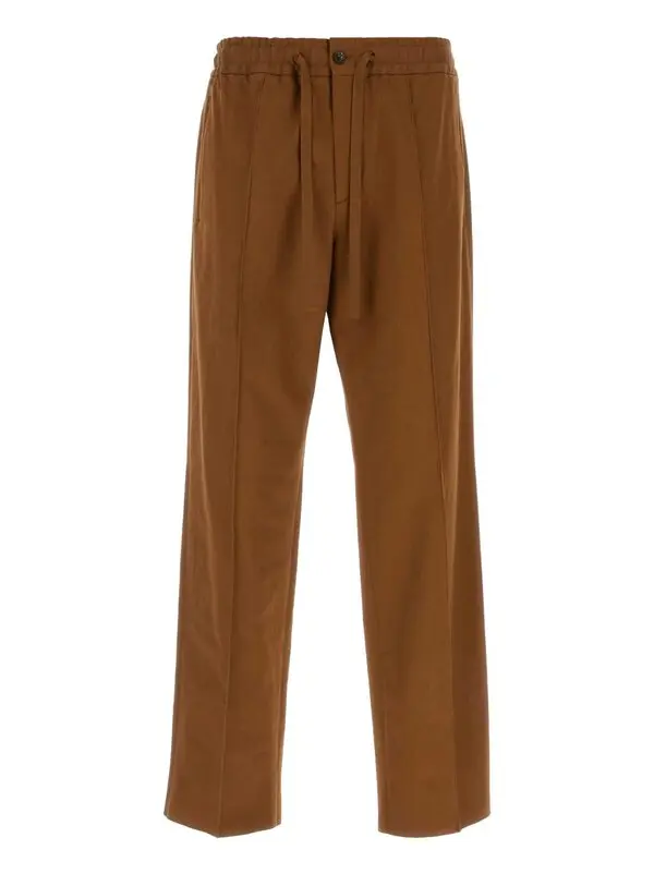 Valentino Garavani Tailored Cotton Trousers With Drawstring Waist - Brown