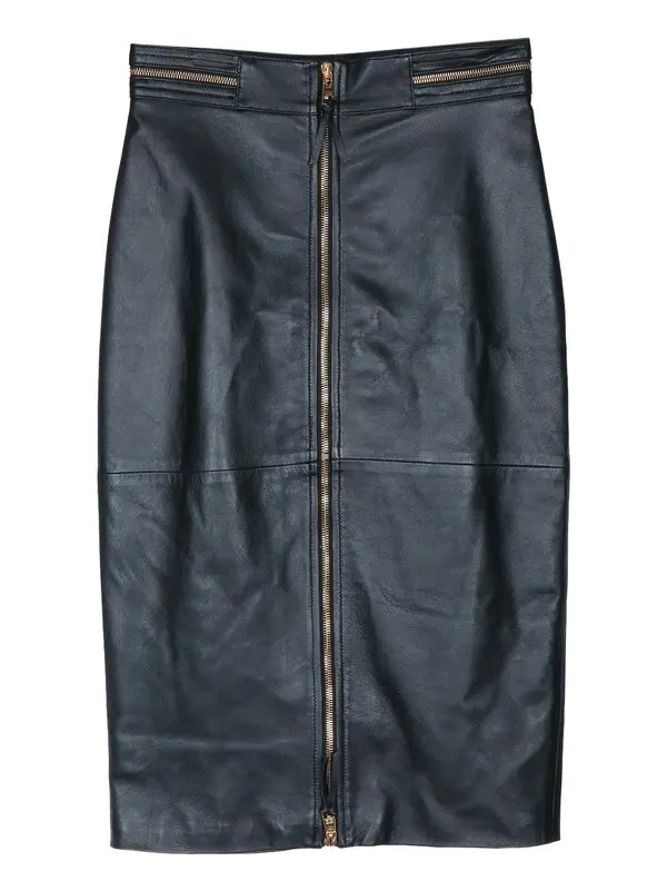 Elisabetta Franchi Fitted Midi Skirt With Zip Detail - Nero