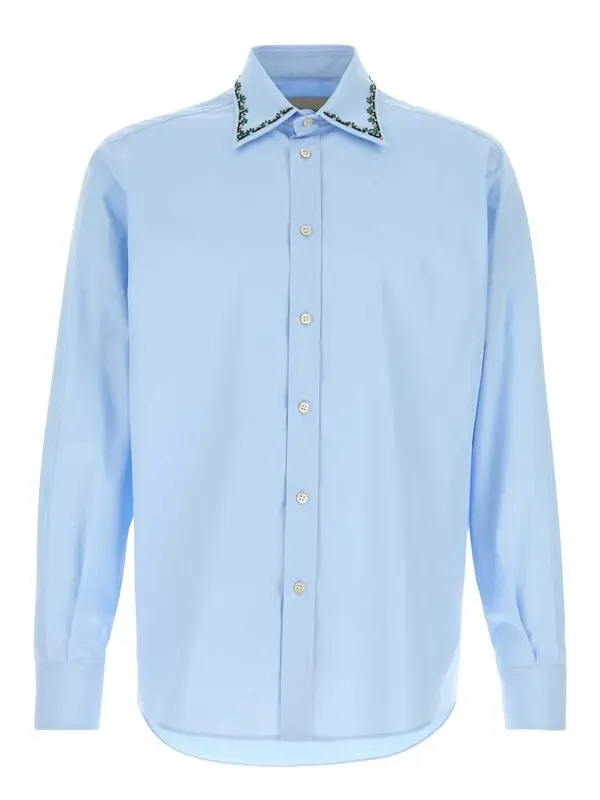 Valentino Garavani Poplin Shirt In Cotton - Light Blue