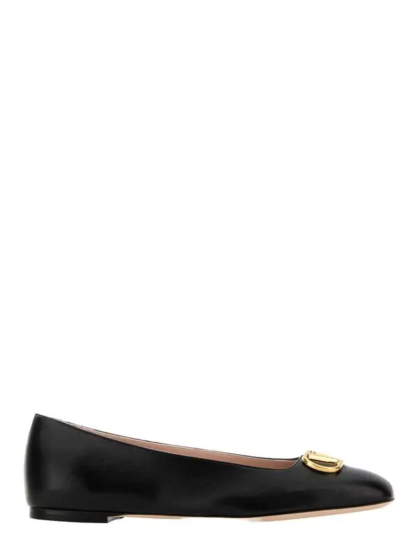 Valentino Garavani Vlogo Signature Leather Ballerinas - Black