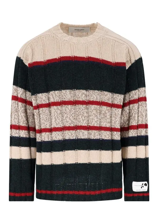 GOLDEN GOOSE Striped Crewneck Knit Sweater - Multicolor