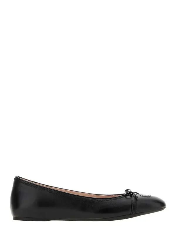 Valentino Garavani Vlogo Signature Leather Ballerina Flats - Black