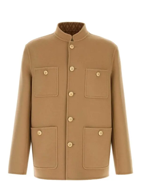 Valentino Garavani Wool-blend Stand Collar Jacket - Camel