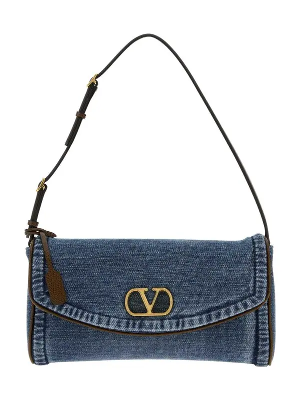 Valentino Garavani Denim Devain Shoulder Handbag - Blue