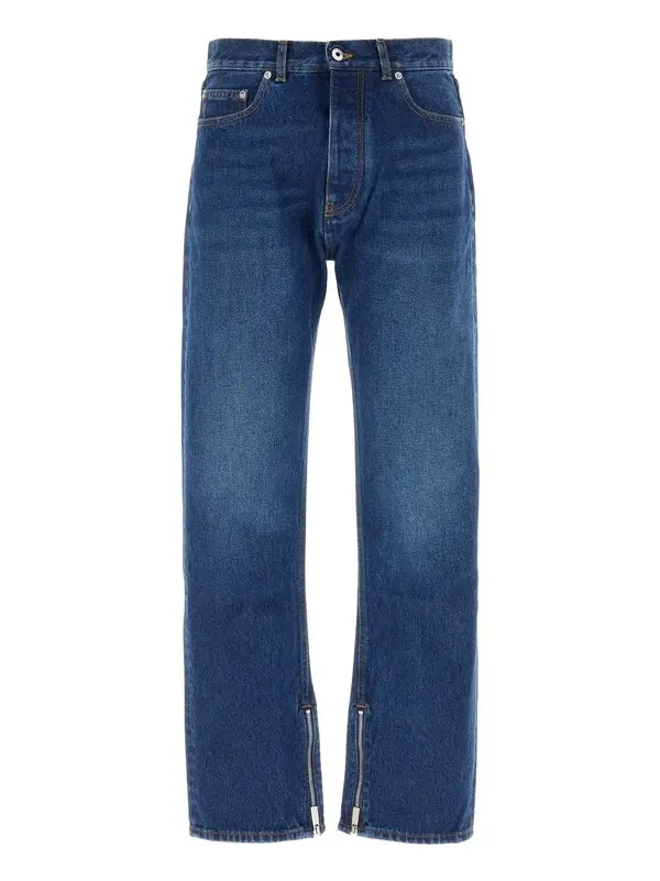 Off-White Denim Jeans With Zipper Detail - Blue