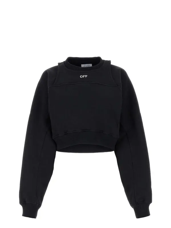 Off-White Cropped Logo Sweatshirt - Black