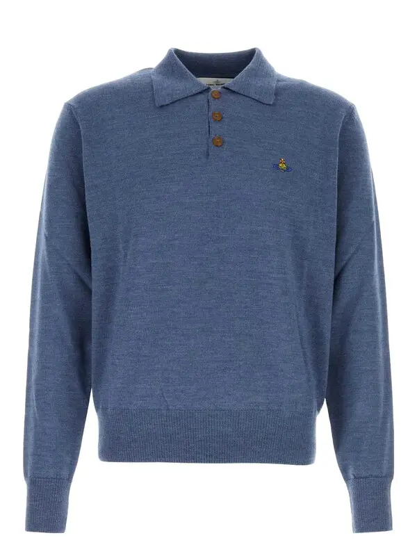 VIVIENNE WESTWOOD Wool Mark Polo Shirt - Light Blue