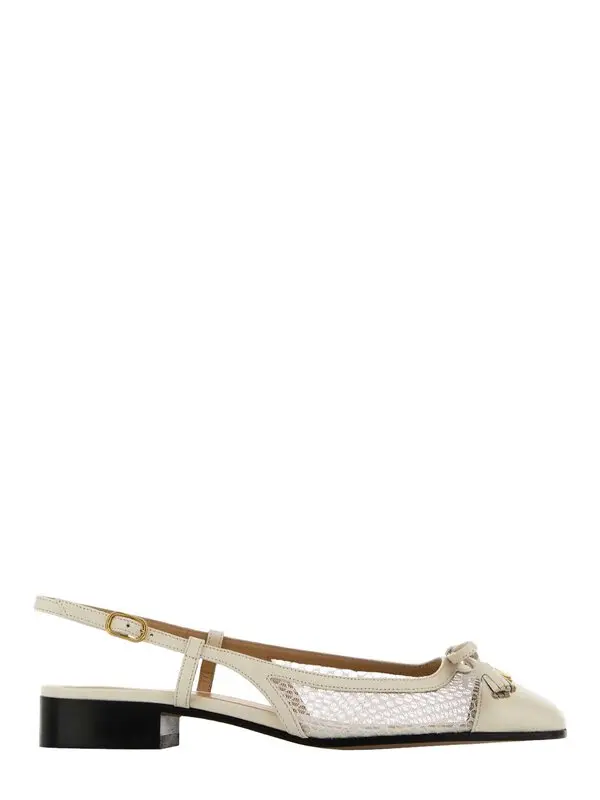 Valentino Garavani Mesh & Leather Ballerinas - White