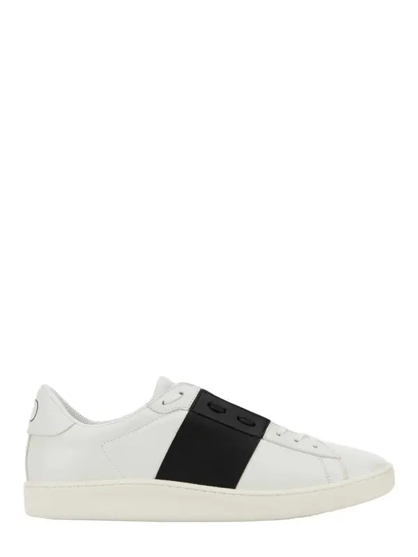 Valentino Garavani Contrast Band Open Leather Sneakers - White