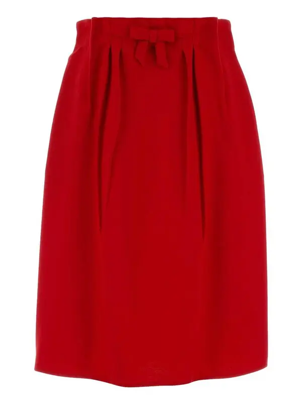 Prada Pleated Virgin Wool Skirt - Red