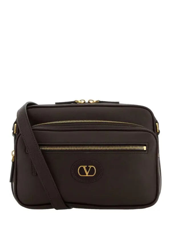 Valentino Garavani Antibes Crossbody Handbag In Leather - Brown