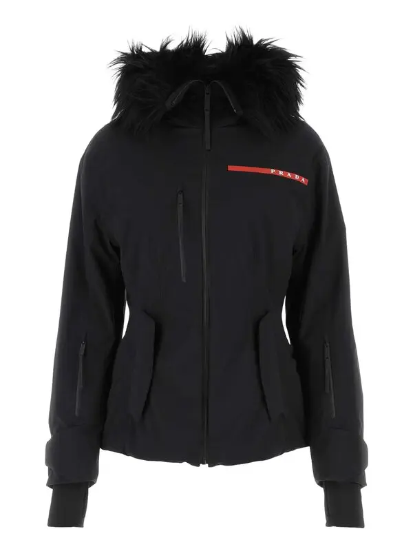 Prada Re-nylon Ski Jacket With Graphene Padding And Fur Trim - Black