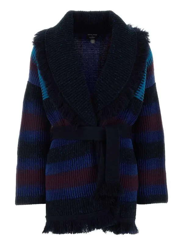 GIORGIO ARMANI X ALANUI Embroidered Striped Belted Cardigan - Stripped