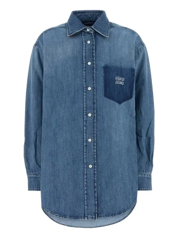 Miu Miu Denim Oversized Shirt - Blue