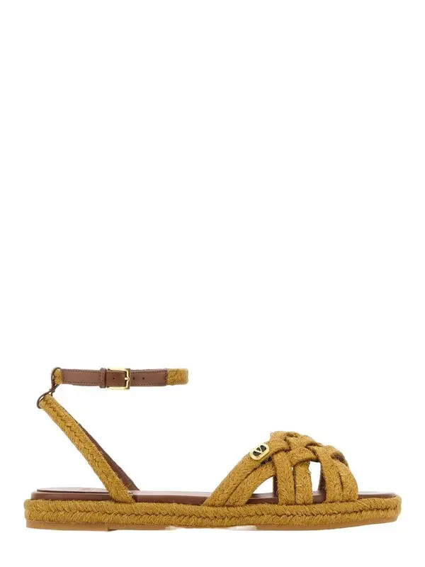 Valentino Garavani Vlogo Signature Raffia Sandals - Yellow