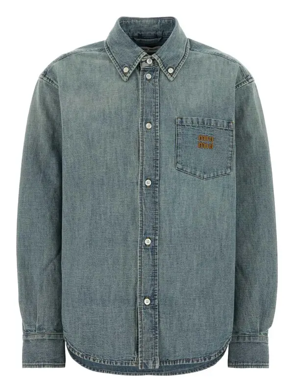 Miu Miu Lightweight Chambray Shirt - Light Blue