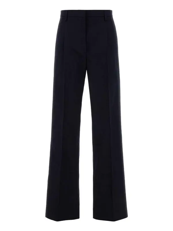 Prada 100% Cotton Tailored Wide Leg Trousers - Blue