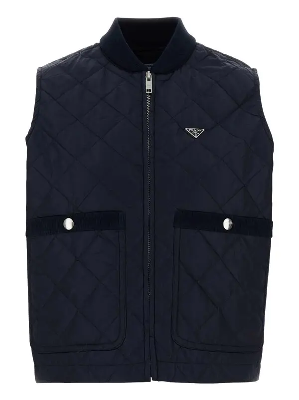 Prada Quilted Re-nylon Sleeveless Jacket - Blue