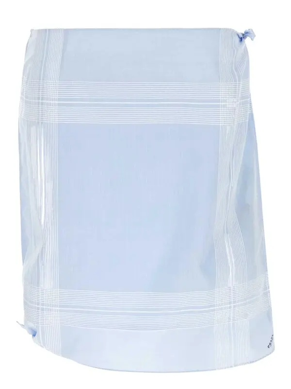 Prada Cotton Skirt With Striped Detail - Light Blue