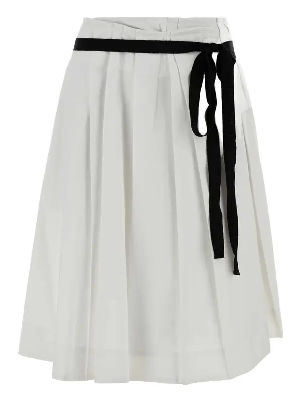 Prada Gabardine Skirt With Tie Detail - White