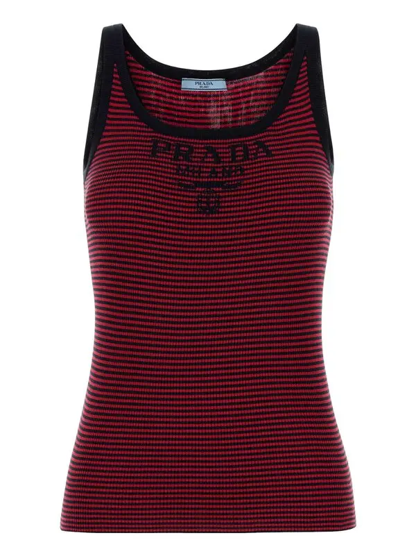 Prada Striped Ribbed Tank Top - Stripped