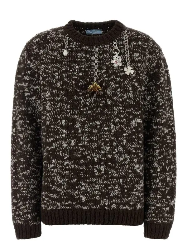 Prada Oversized Virgin Wool Sweater With Charms - Multicoloured