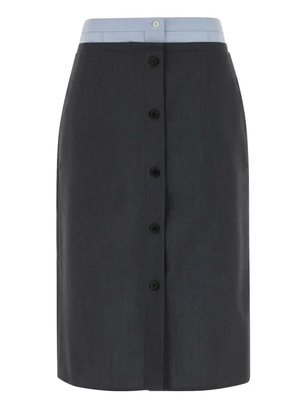 Prada Wool Blend Skirt With Mohair - Grey