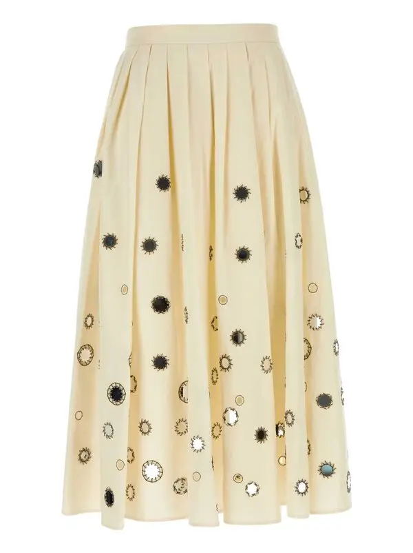 Prada Cotton Embellished Mini Skirt - Yellow