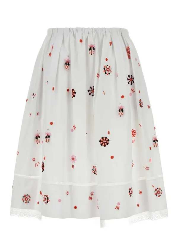 Prada Embroidered Mini Skirt - White