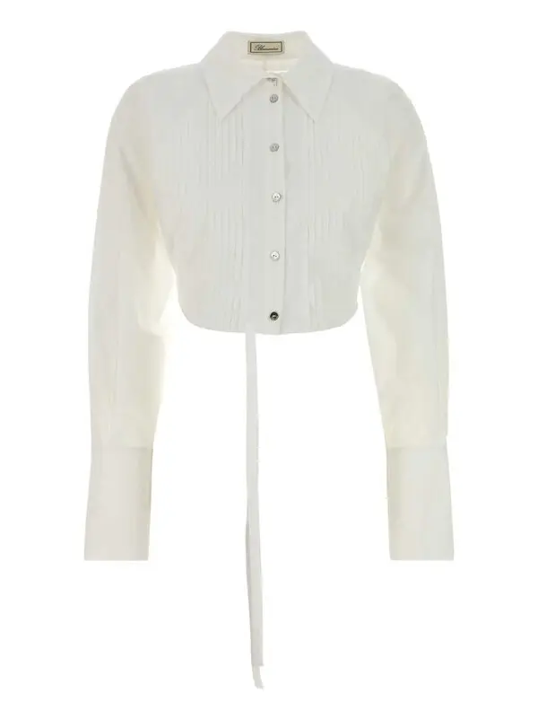 Blumarine Poplin Button-front Cropped Shirt - White